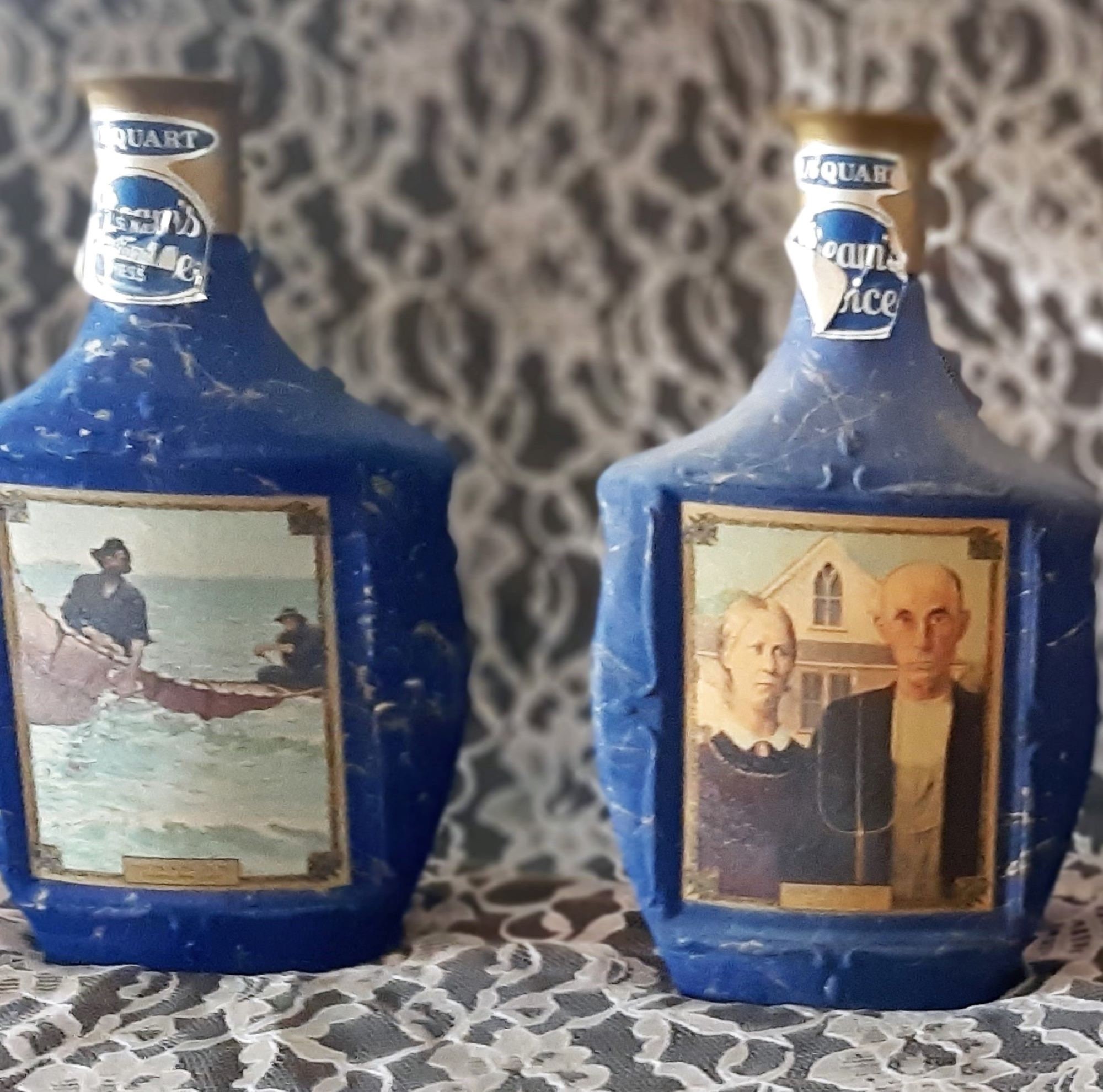 Vintage Jim Beam Collection Americana Blue Decanters Eight Bottles ...