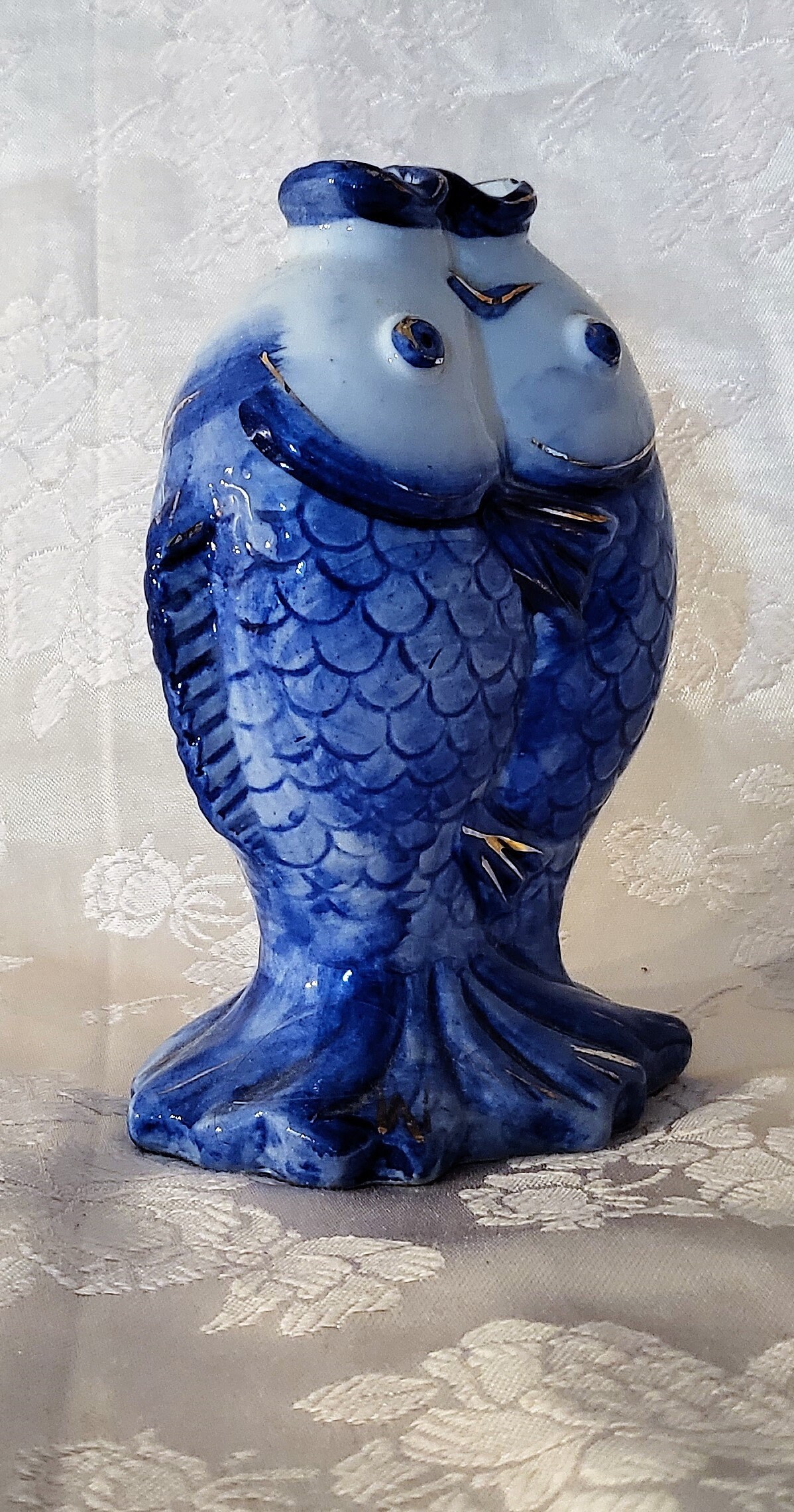 Vintage Koi Fish Kissing Blue and White Porcelain Figurine - Etsy