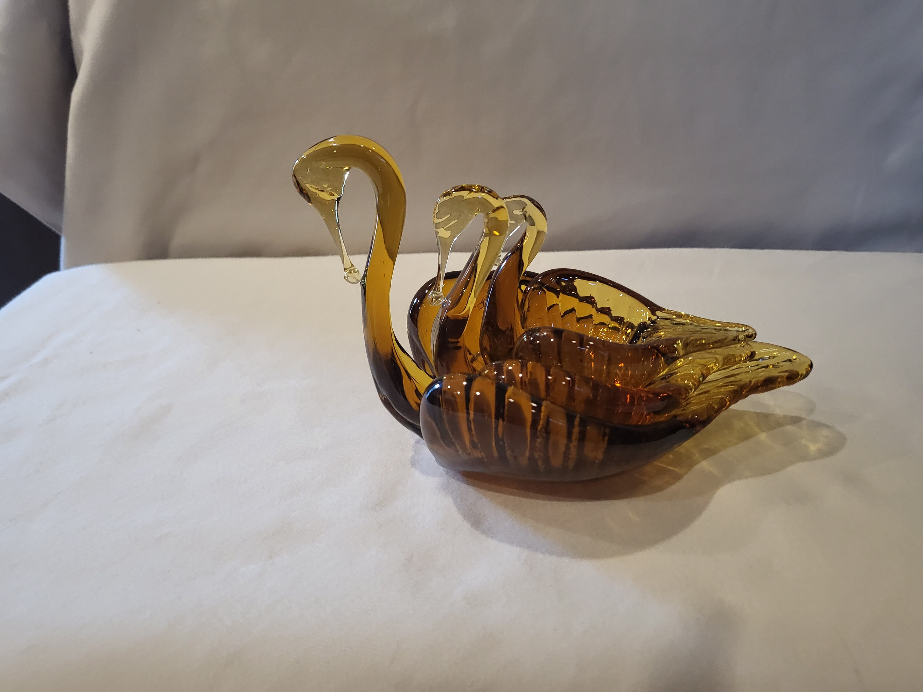 Vintage Three Nesting Geese Amber Blown Glass Stacking Candy, Nuts, or ...