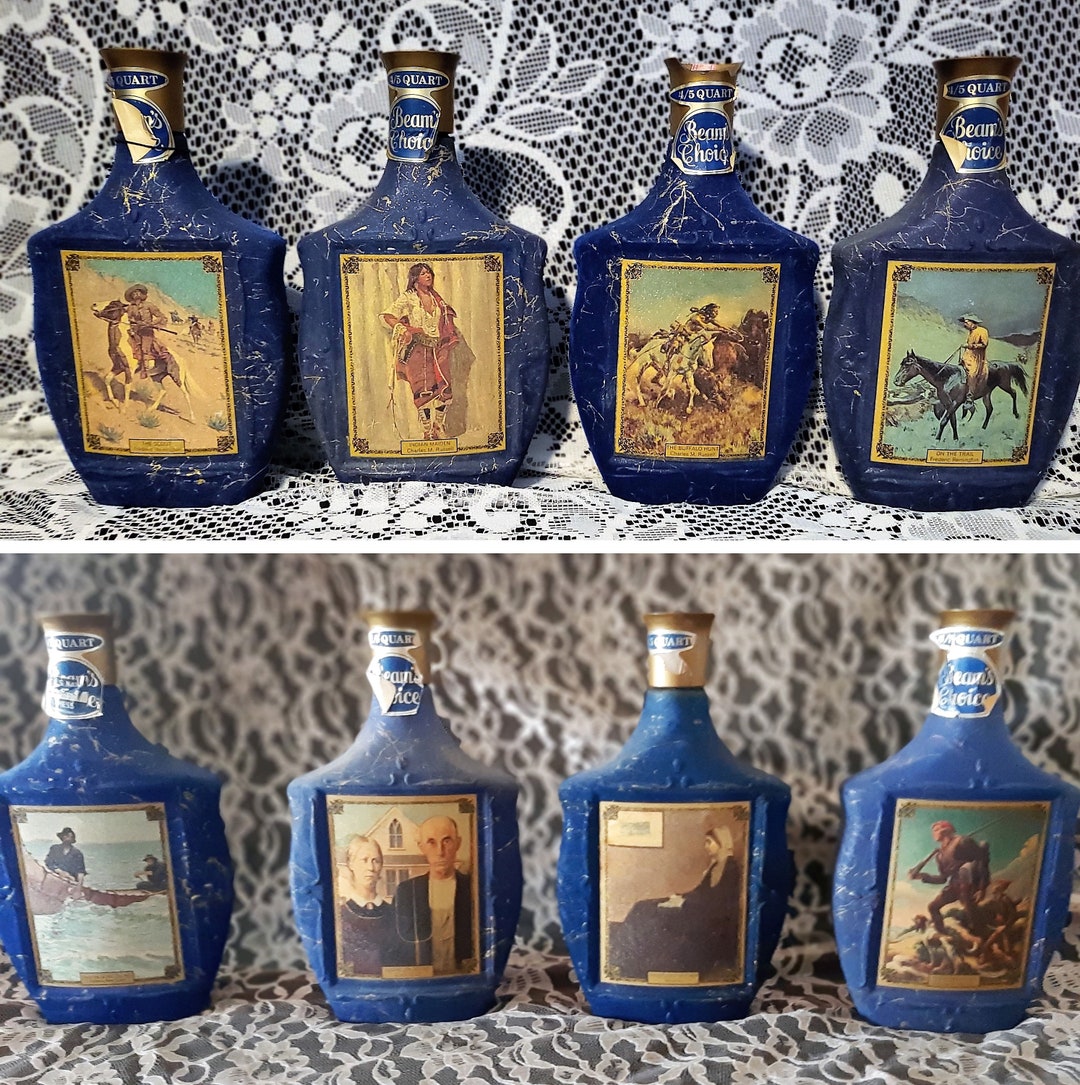 Vintage Jim Beam Collection Americana Blue Decanters Eight Bottles ...