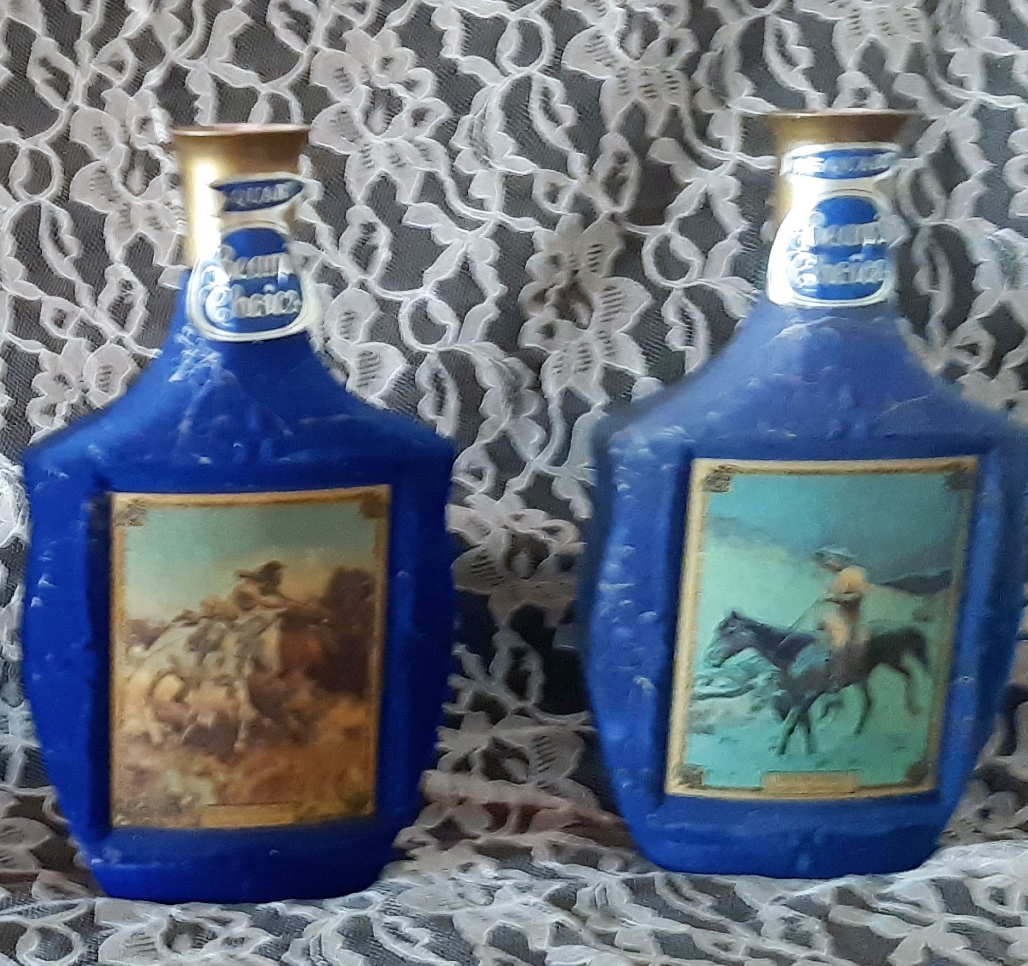Vintage Jim Beam Collection Americana Blue Decanters Eight Bottles ...