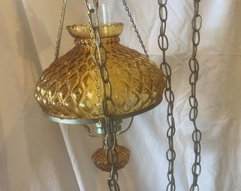 Hanging Amber Glass Lamp - Etsy