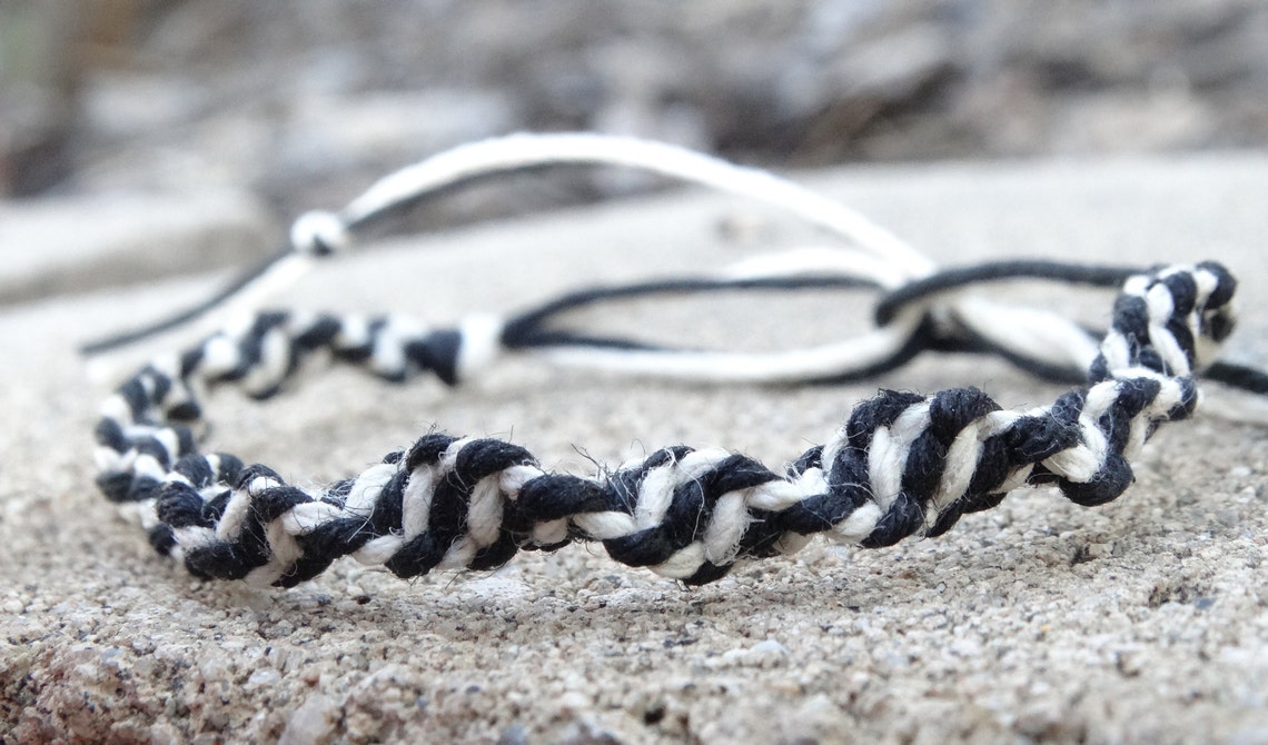 Zebra Pattern Hemp Bracelet With a Loop and Tie Adjustable Closure ...