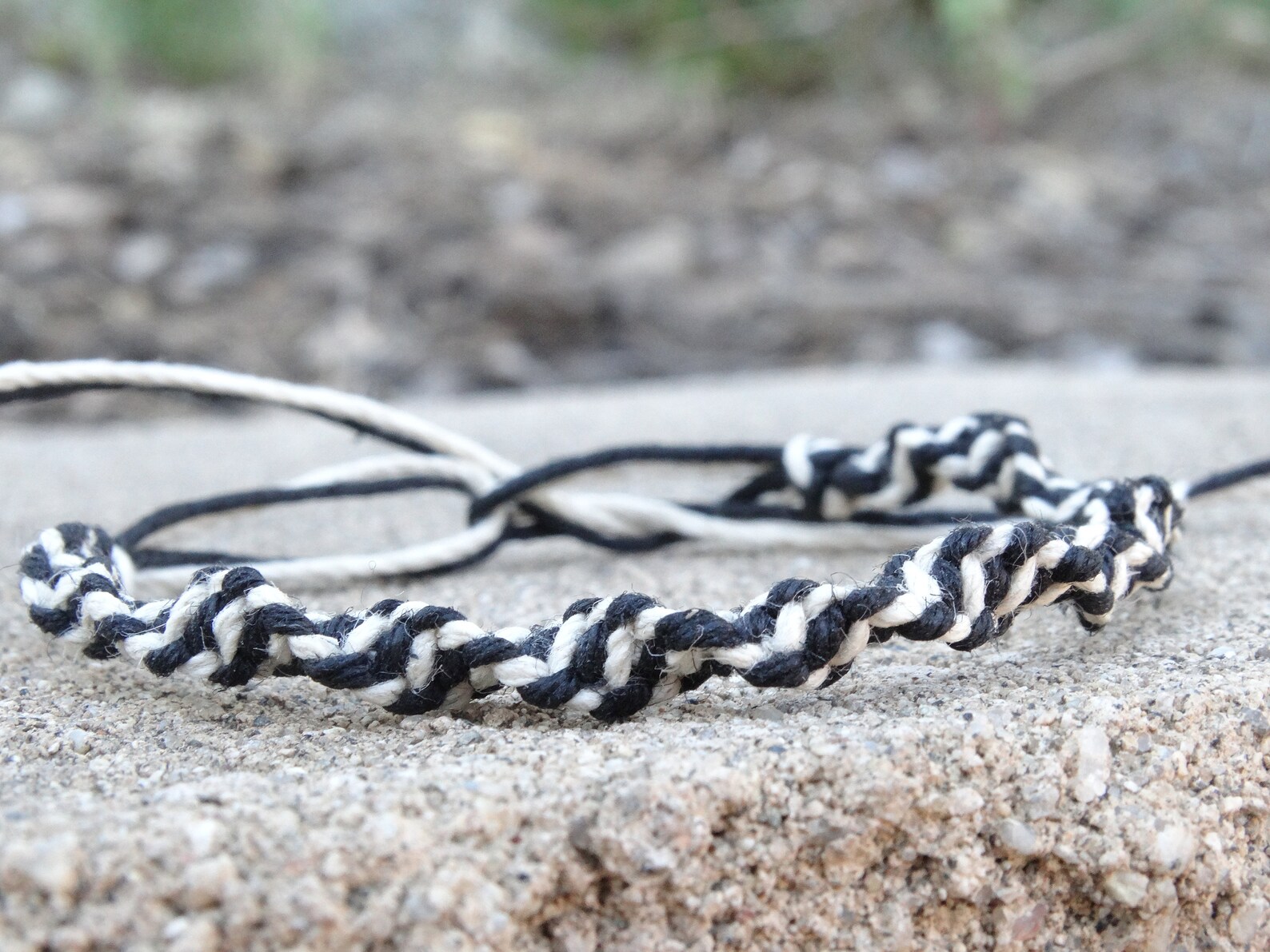 Zebra Pattern Hemp Bracelet With a Loop and Tie Adjustable Closure ...