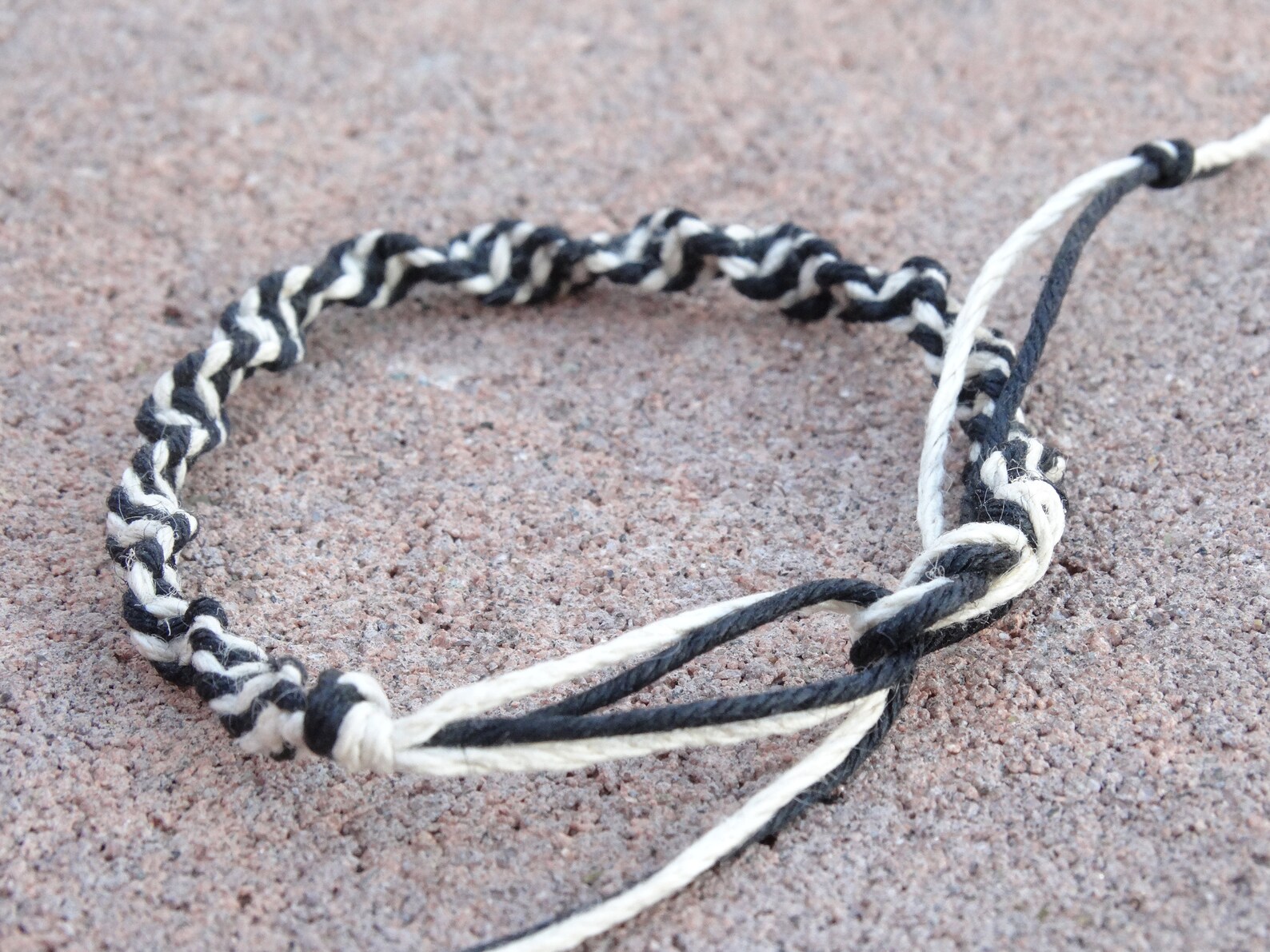 Zebra Pattern Hemp Bracelet With a Loop and Tie Adjustable Closure ...