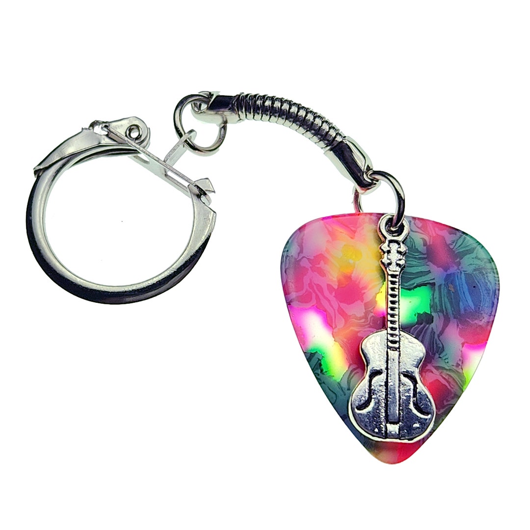 Guitar Pick Keyring | Guitar on Tie Dye | Gift for Music Lover - Etsy
