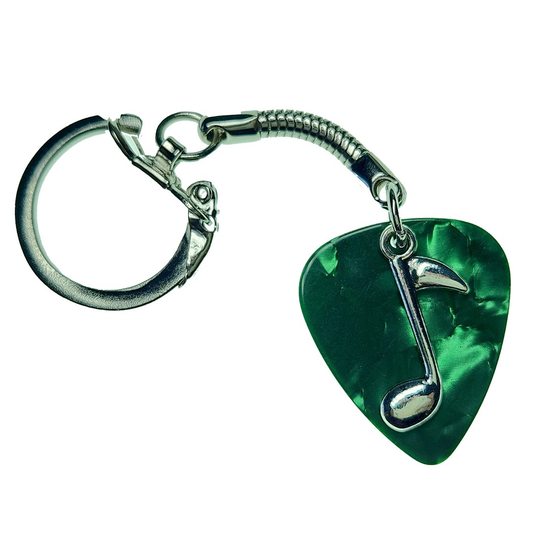 Guitar Pick Keyring | Music Note on Green | Gift for Music Lover - Etsy