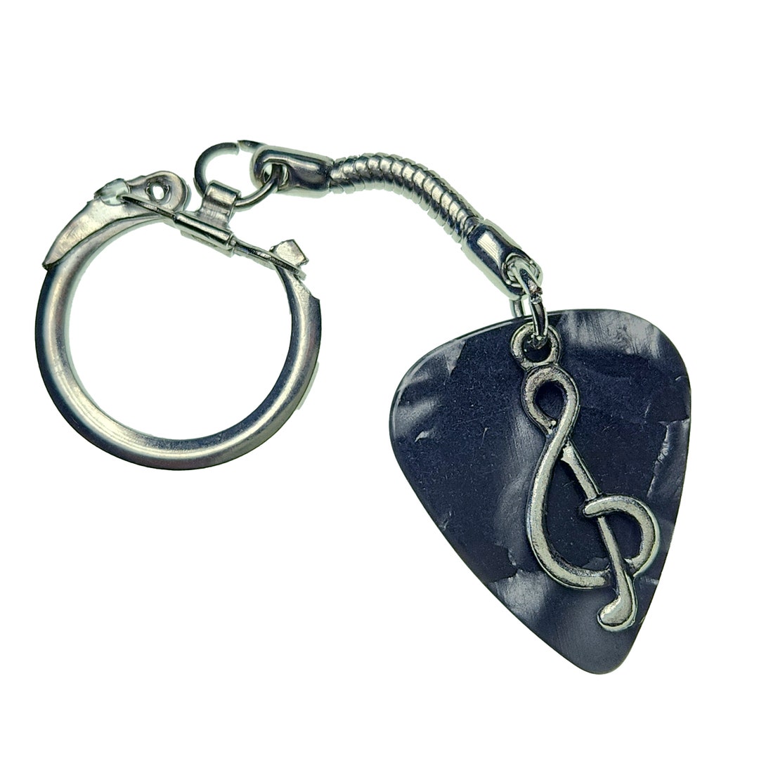 Guitar Pick Keyring | Treble Clef on Gray | Gift for Music Lover - Etsy