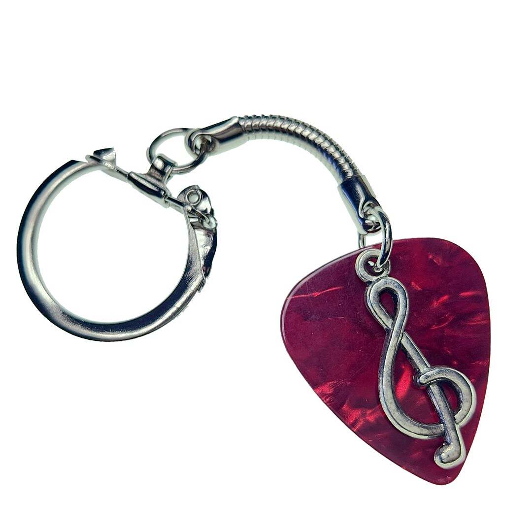 Guitar Pick Keyring | Treble Clef on Red | Gift for Music Lover - Etsy