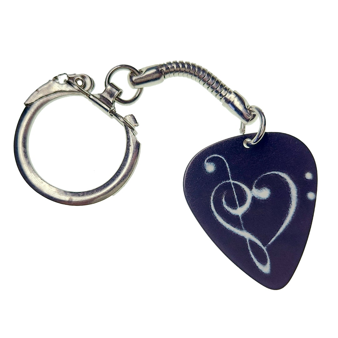 Guitar Pick Keyring | Treble Bass Clef Heart | Gift for Music Lover - Etsy