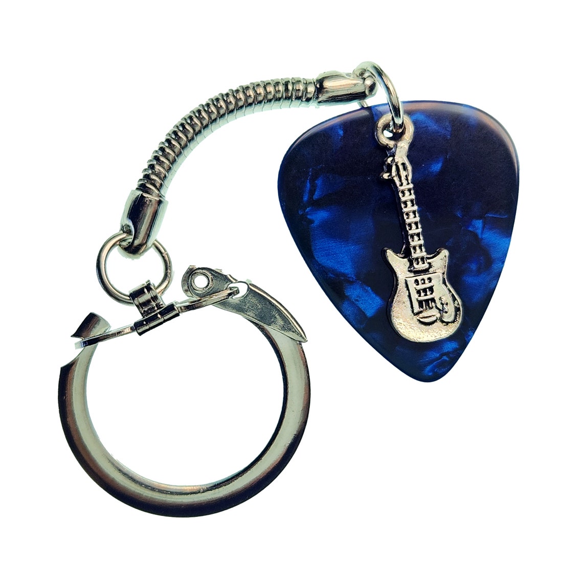 Guitar Pick Keyring | Electric Guitar on Blue | Gift for Music Lover - Etsy