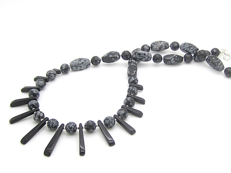 Snowflake Obsidian Gemstone Necklace Agate Real Stone - Etsy