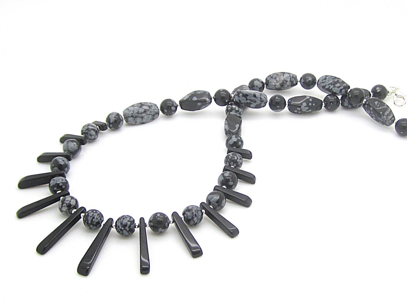 Snowflake Obsidian Gemstone Necklace Agate Real Stone - Etsy