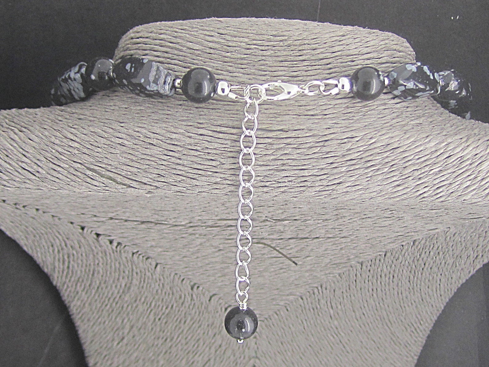 Snowflake Obsidian Gemstone Necklace Agate Real Stone - Etsy