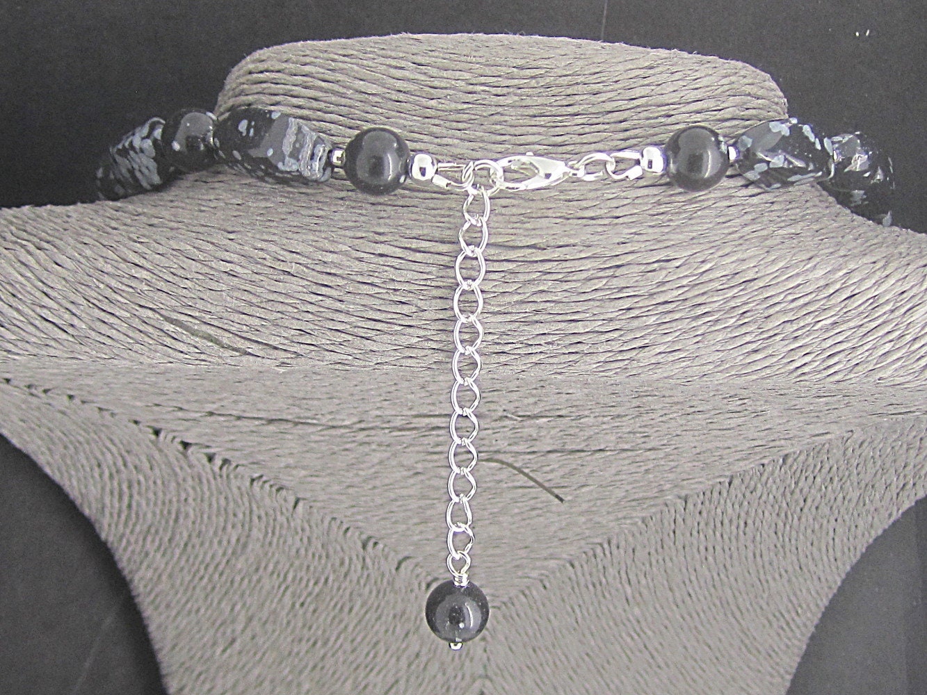 Snowflake Obsidian Gemstone Necklace Agate Real Stone - Etsy