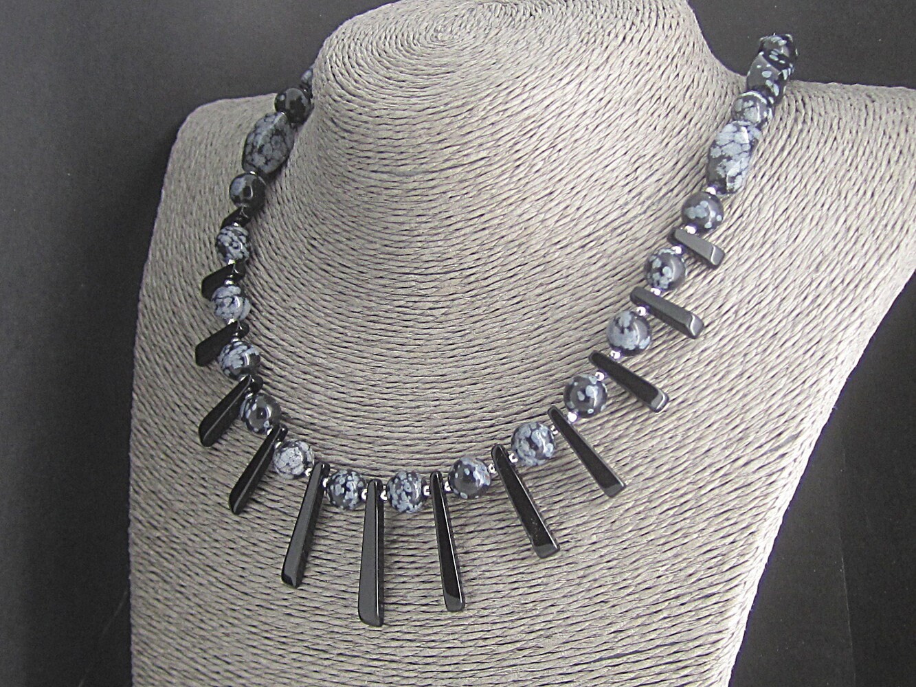 Snowflake Obsidian Gemstone Necklace Agate Real Stone - Etsy