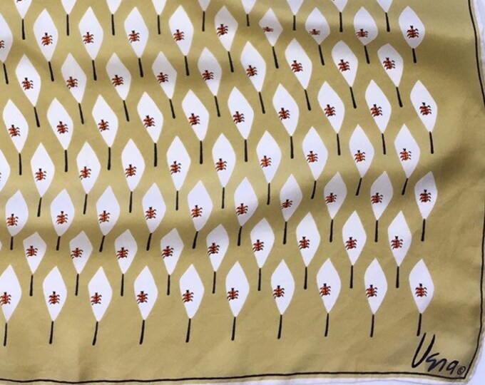 Vintage Vera Allover Ladybug Print Square Scarf Gold White Black Signed ...