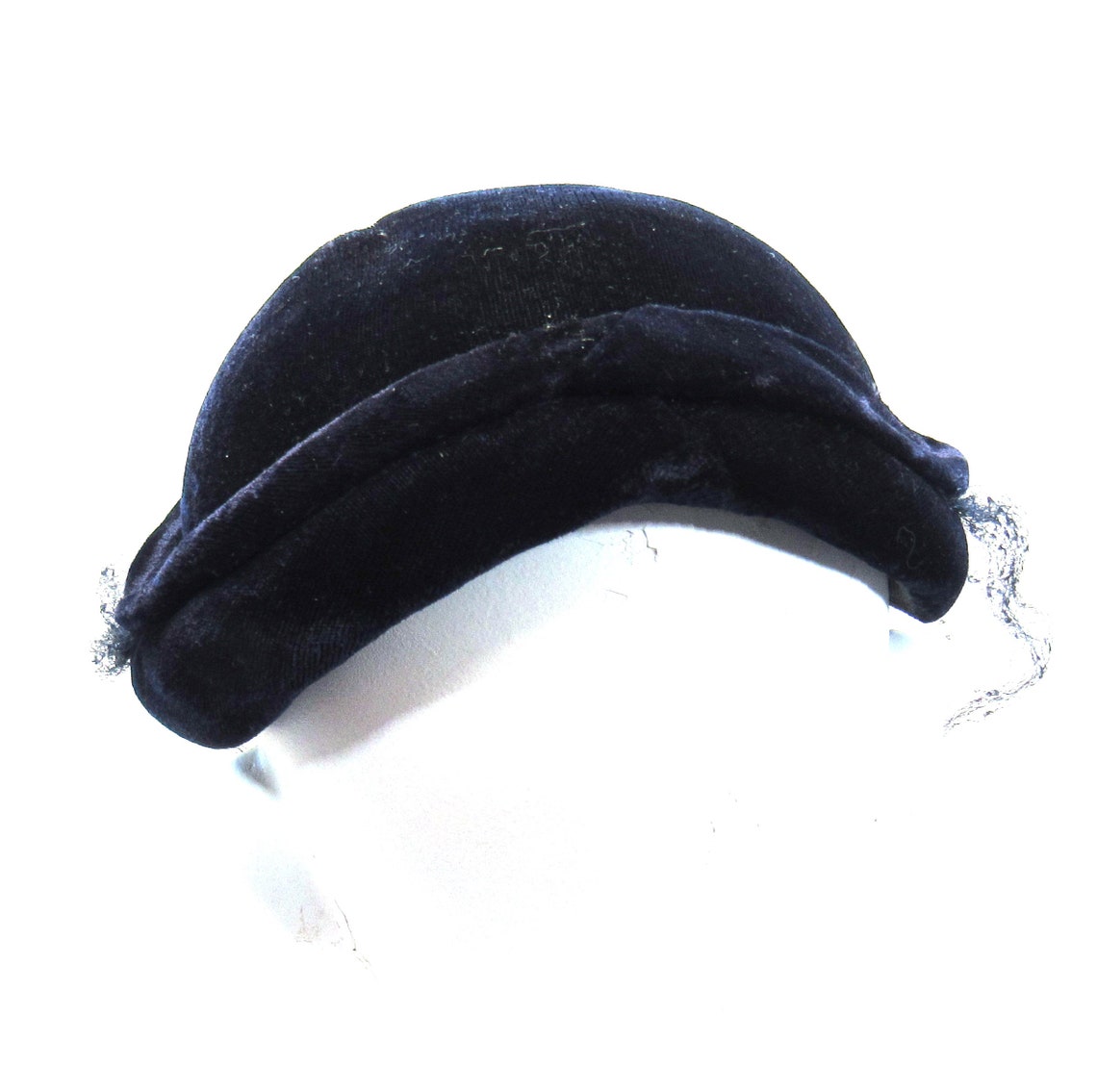 Vintage Blue Velvet Beaded Calot Hat With Netting Chaplet Curvette ...
