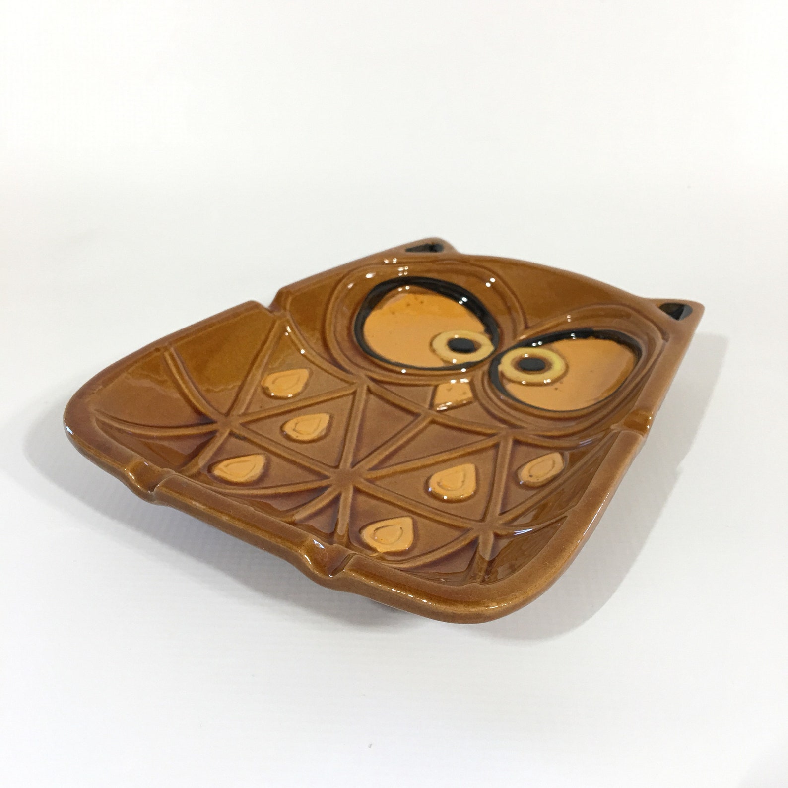 Vintage Wise Old Owl Ashtray Made in Japan Ceramic Brown Gold | Etsy