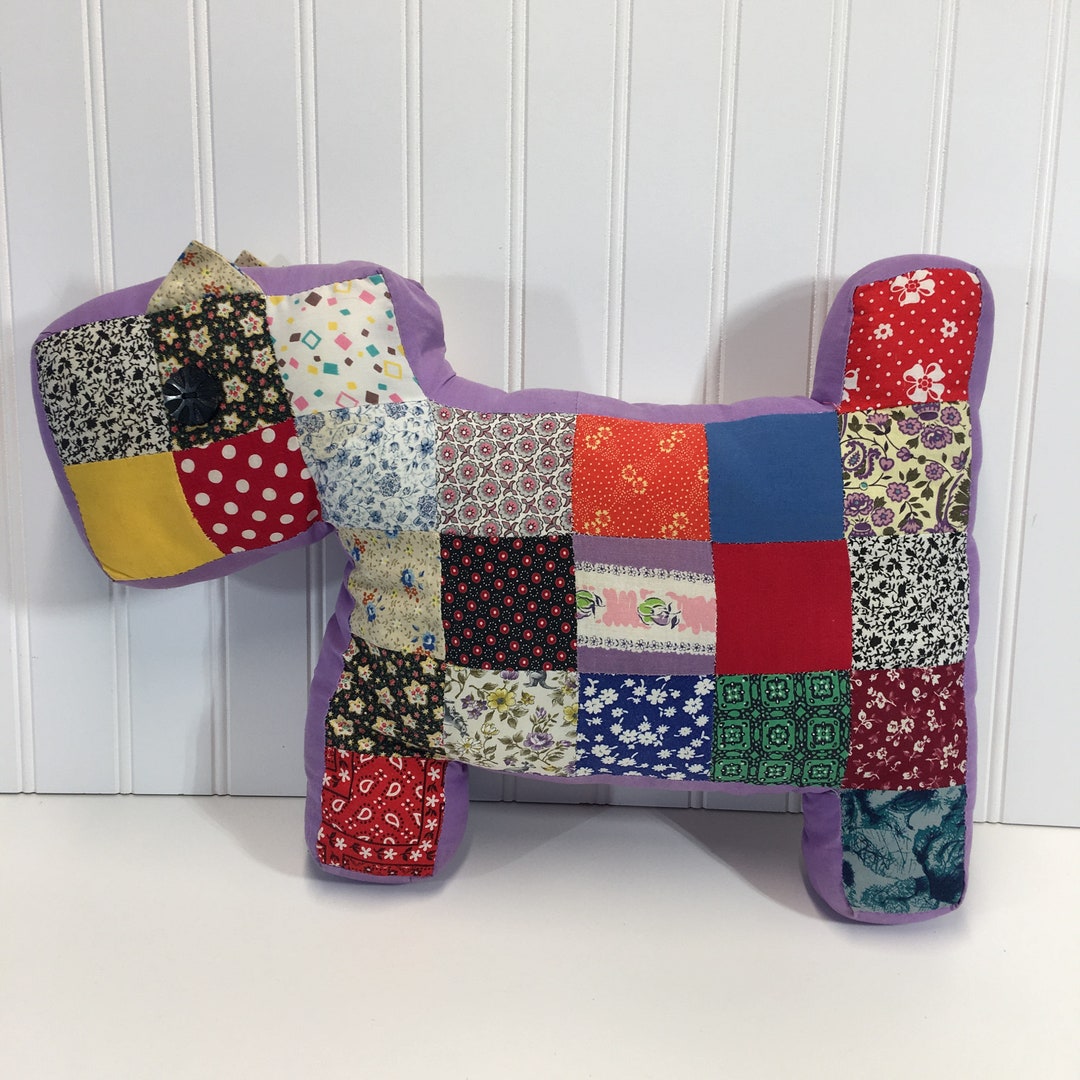 Vintage Patchwork Toy Puppy Dog Hand Stitched Kitschy Cute Nursery ...