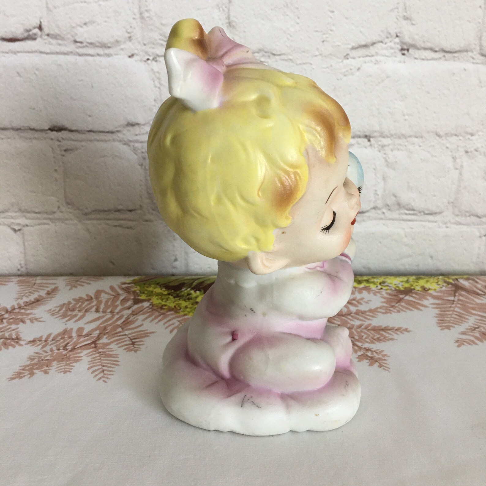 Vintage Girl With Blue Teddy Bear Nightlight Figurine Statue - Etsy