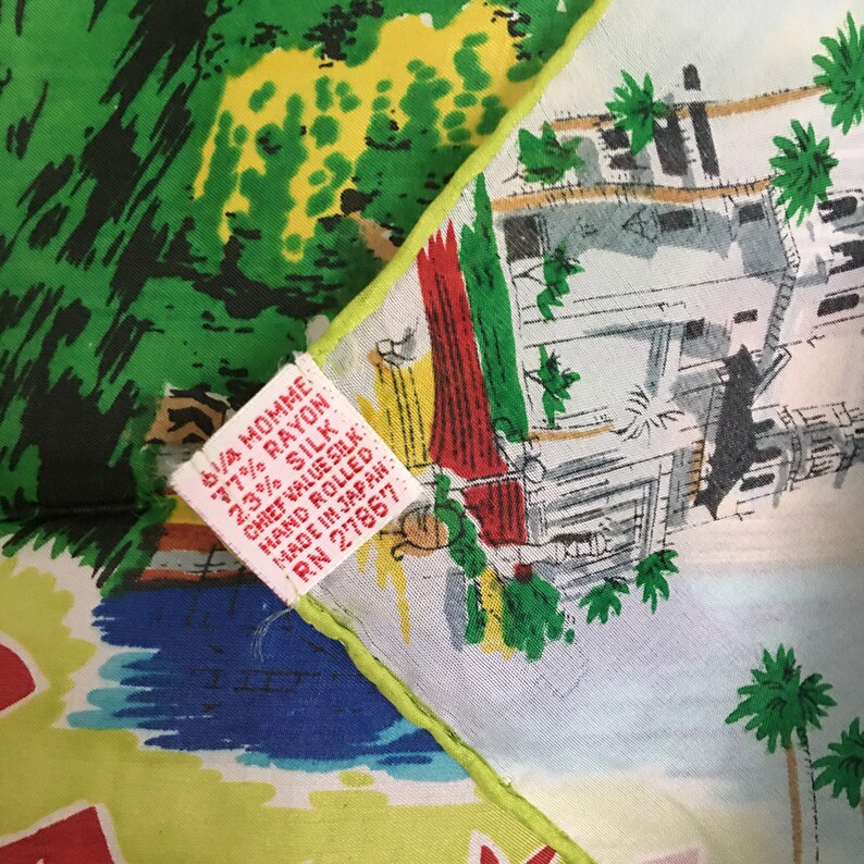 Vintage Hearst Castle Souvenir Scarf Large Silk Rayon Hand - Etsy