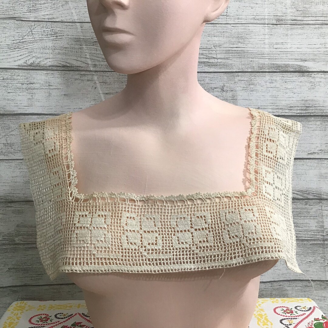 Antique Edwardian Crocheted Lace Camisole Bodice Yoke Square Neckline ...