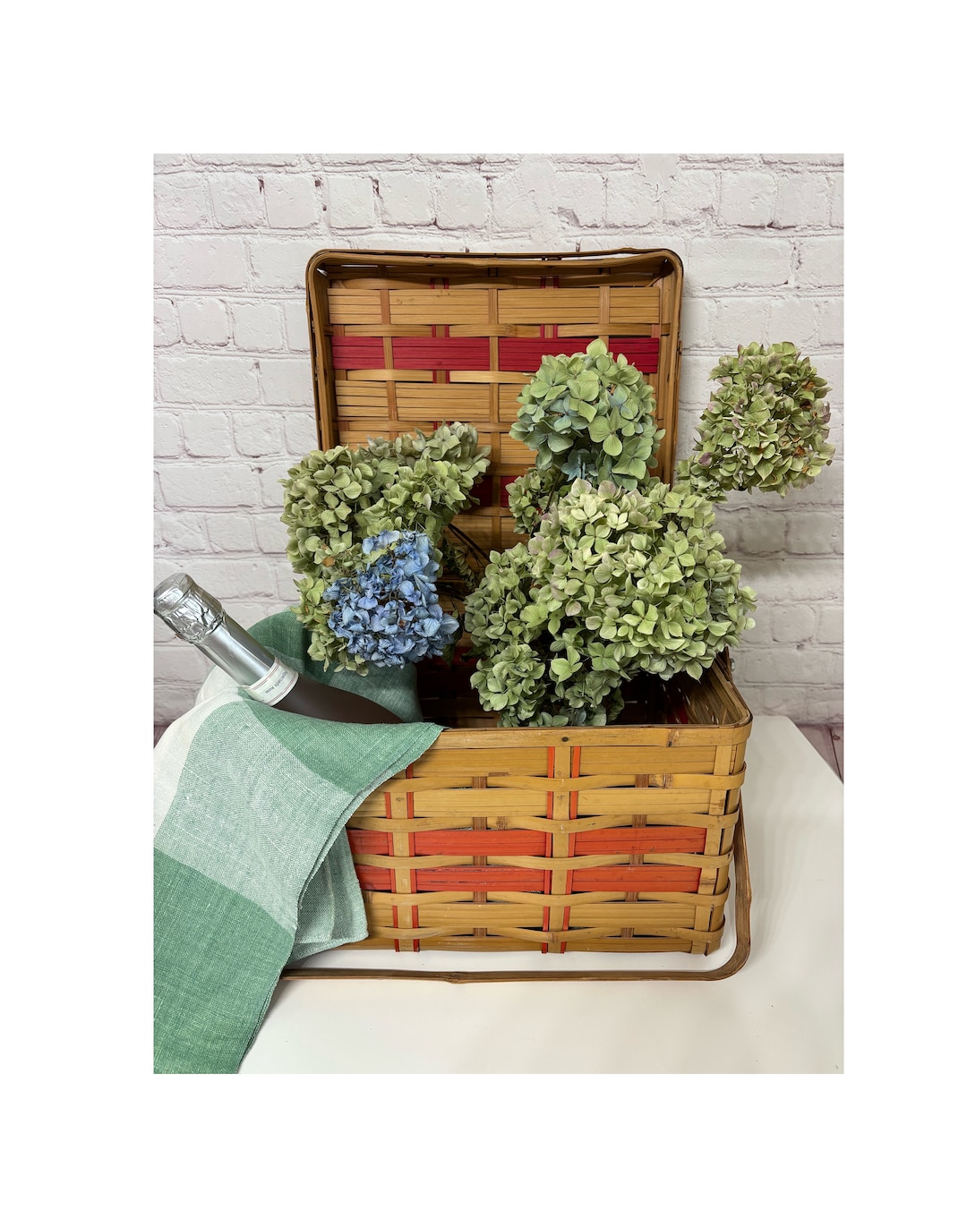Large Japanese Lidded Wicker Hamper With Handles Red Natural Woven ...