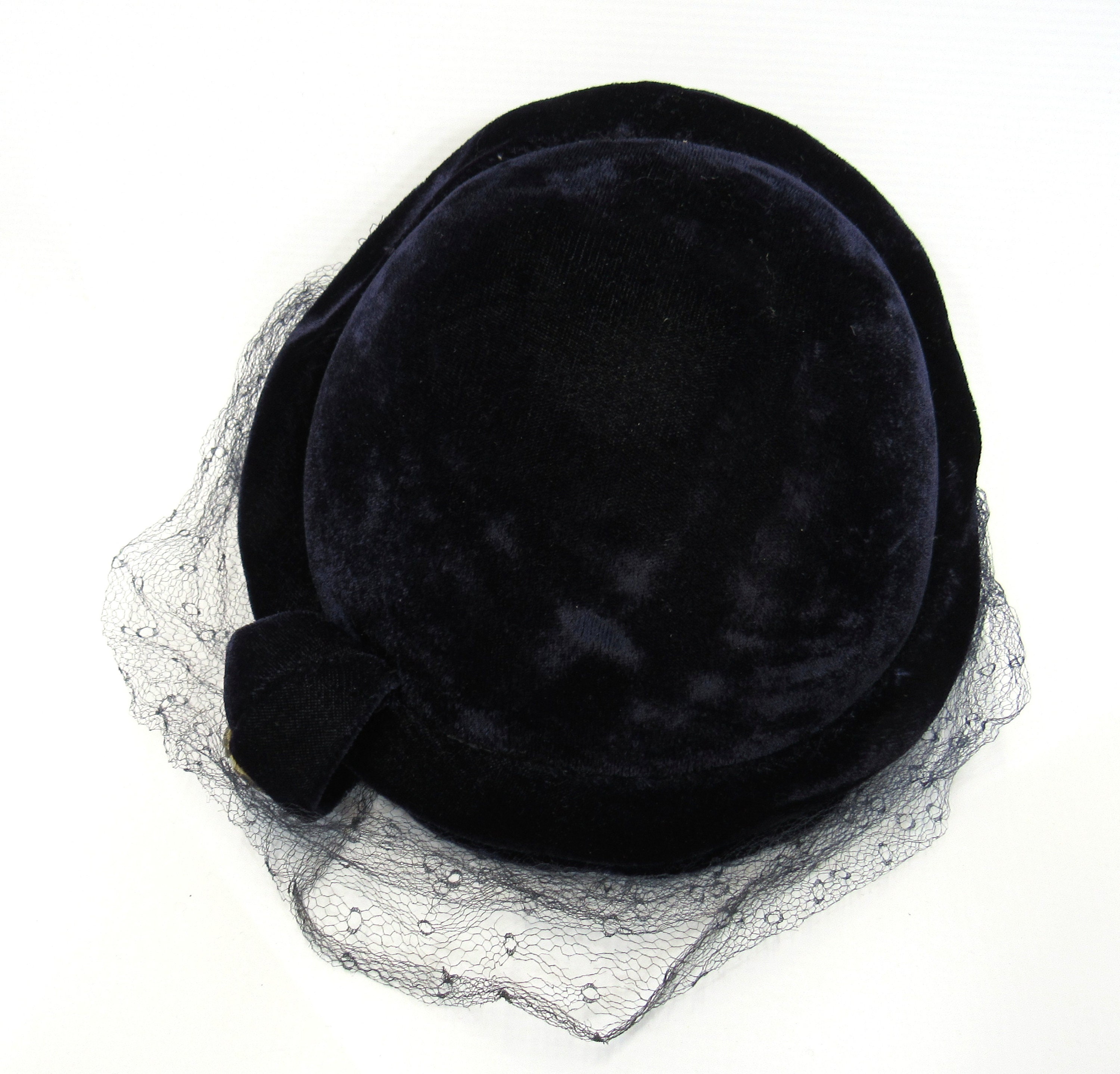 Vintage Blue Velvet Beaded Calot Hat With Netting Chaplet - Etsy