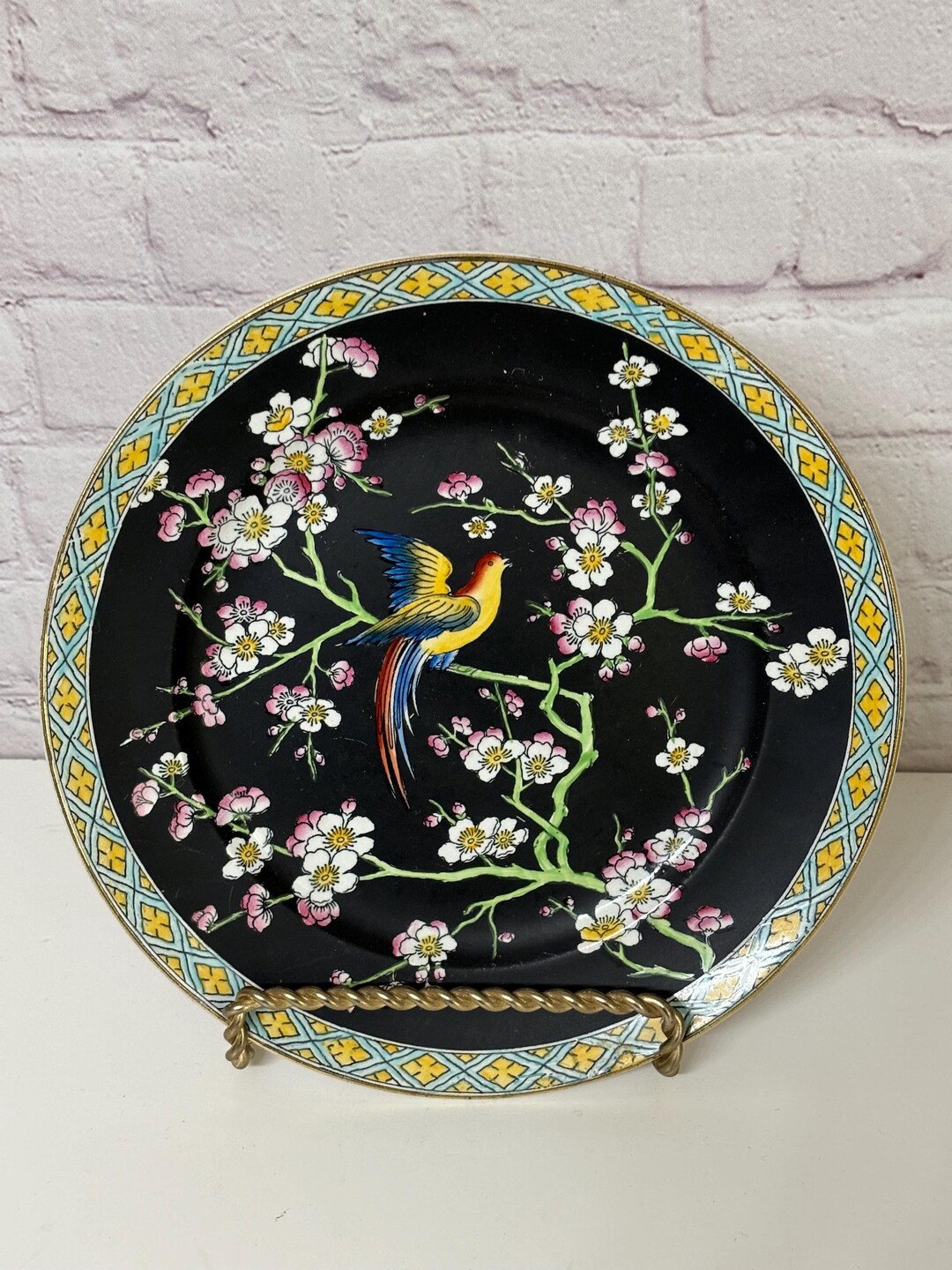Adams Tunstall England Antique Black Decorative Bird Plate - Etsy