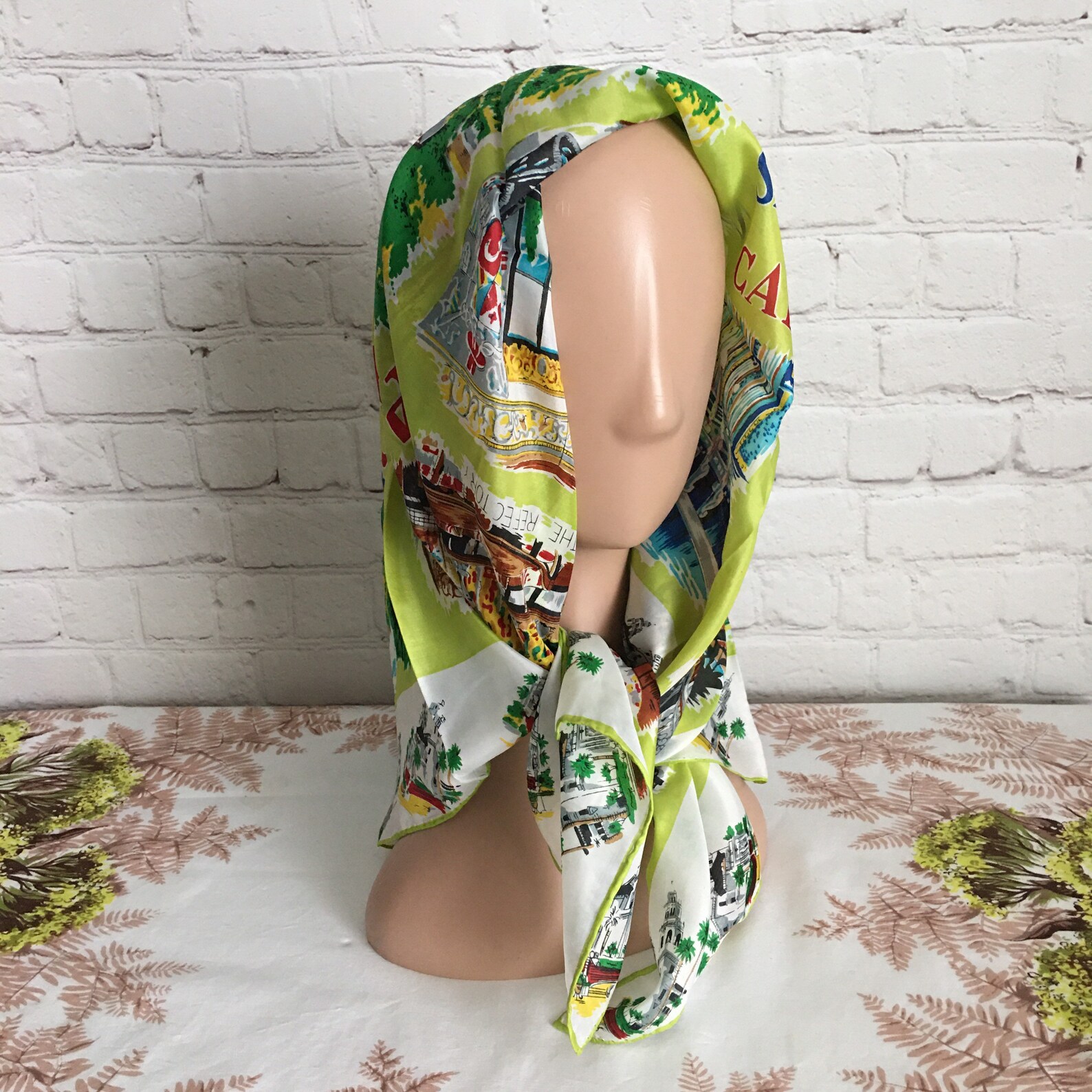 Vintage Hearst Castle Souvenir Scarf Large Silk Rayon Hand - Etsy