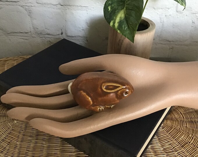 Vintage Rabbit Figurine Lamorna Studio Pottery Small Brown Bunny Statue ...