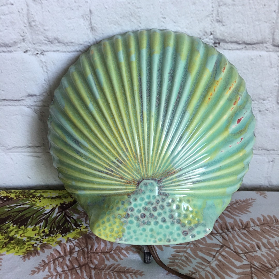 Vintage Ceramic Sea Shell Light Wall Hanging Accent Lamp Nelson Product ...