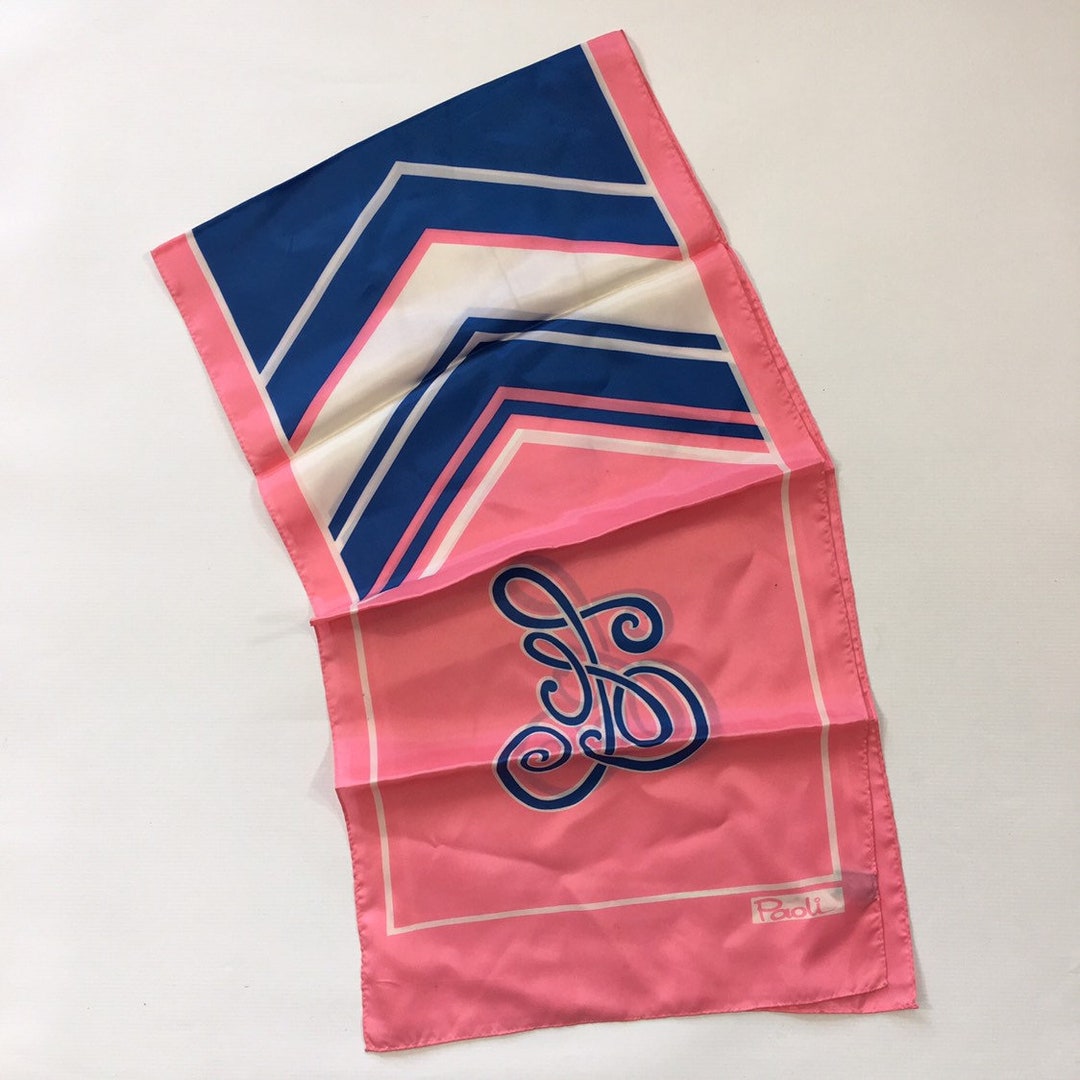 Vintage Pink and Blue Paoli Eurofashion Scarf 52 Long Skinny Made in ...