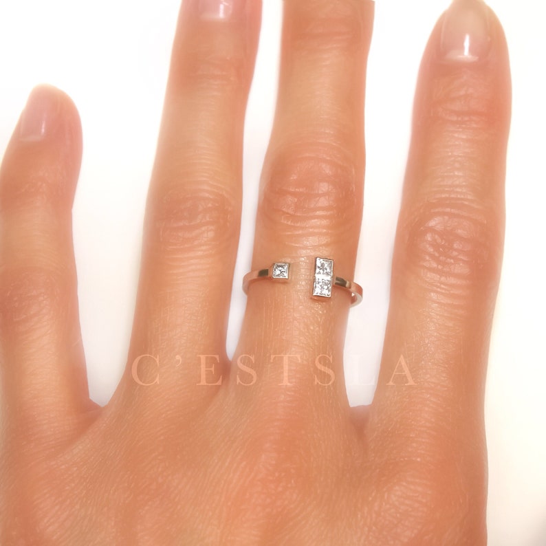 14k Gold Princess Cut Diamond Stacking/cuff Ring - Etsy