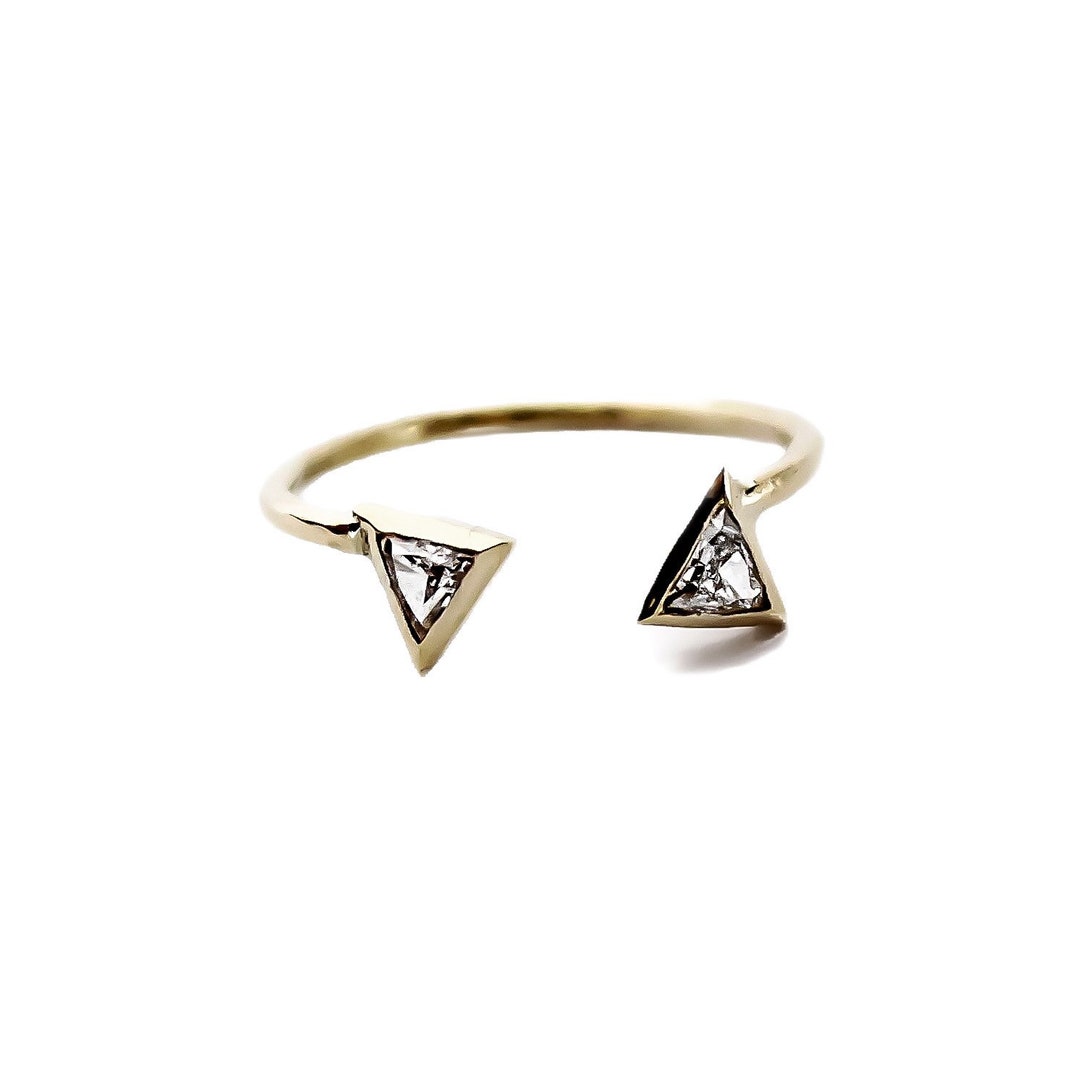 Unique 14k Gold Triangle Cut Diamond Cuff Ring - Etsy