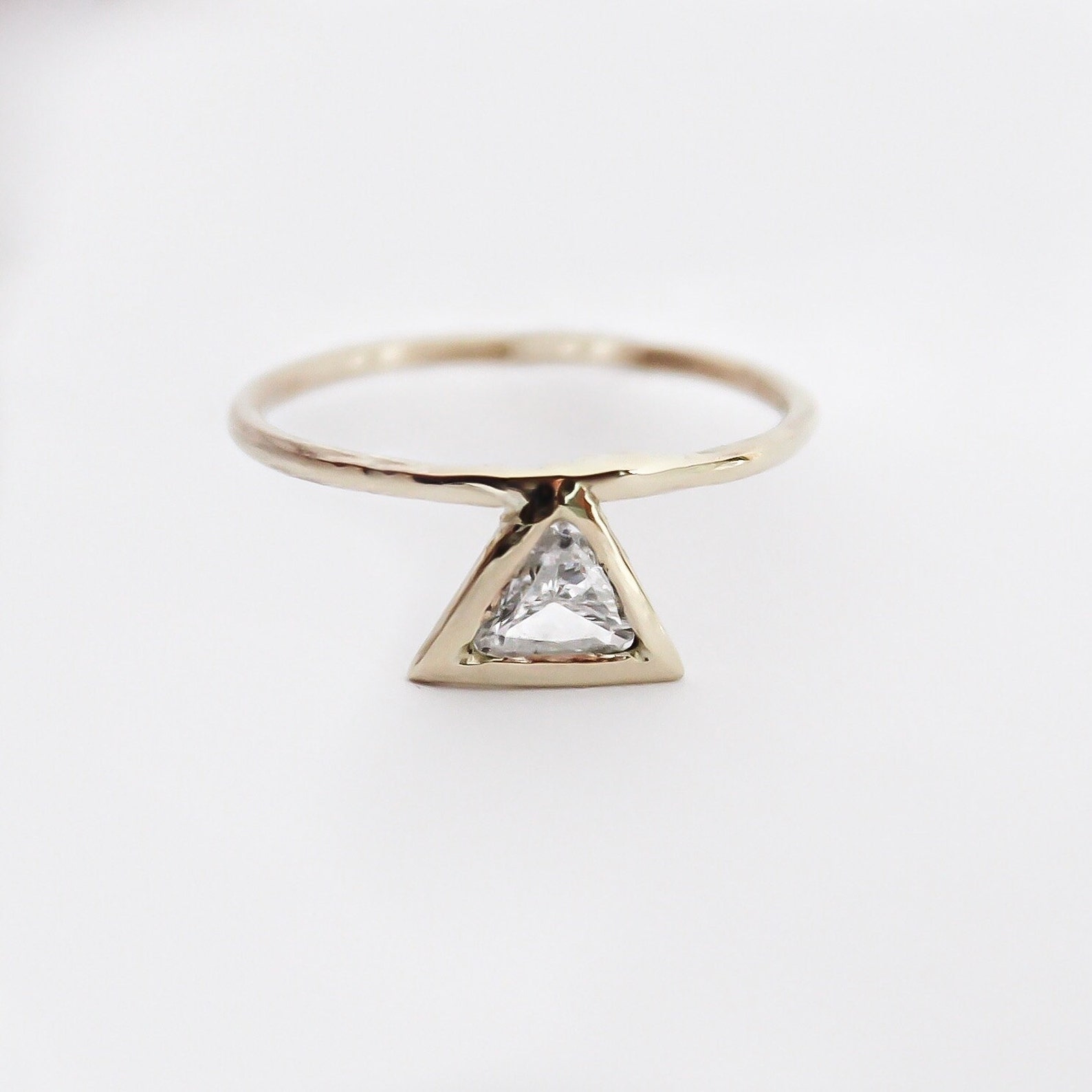 Delicate 14k Gold .20 Ct Triangle Cut Diamond Ring - Etsy