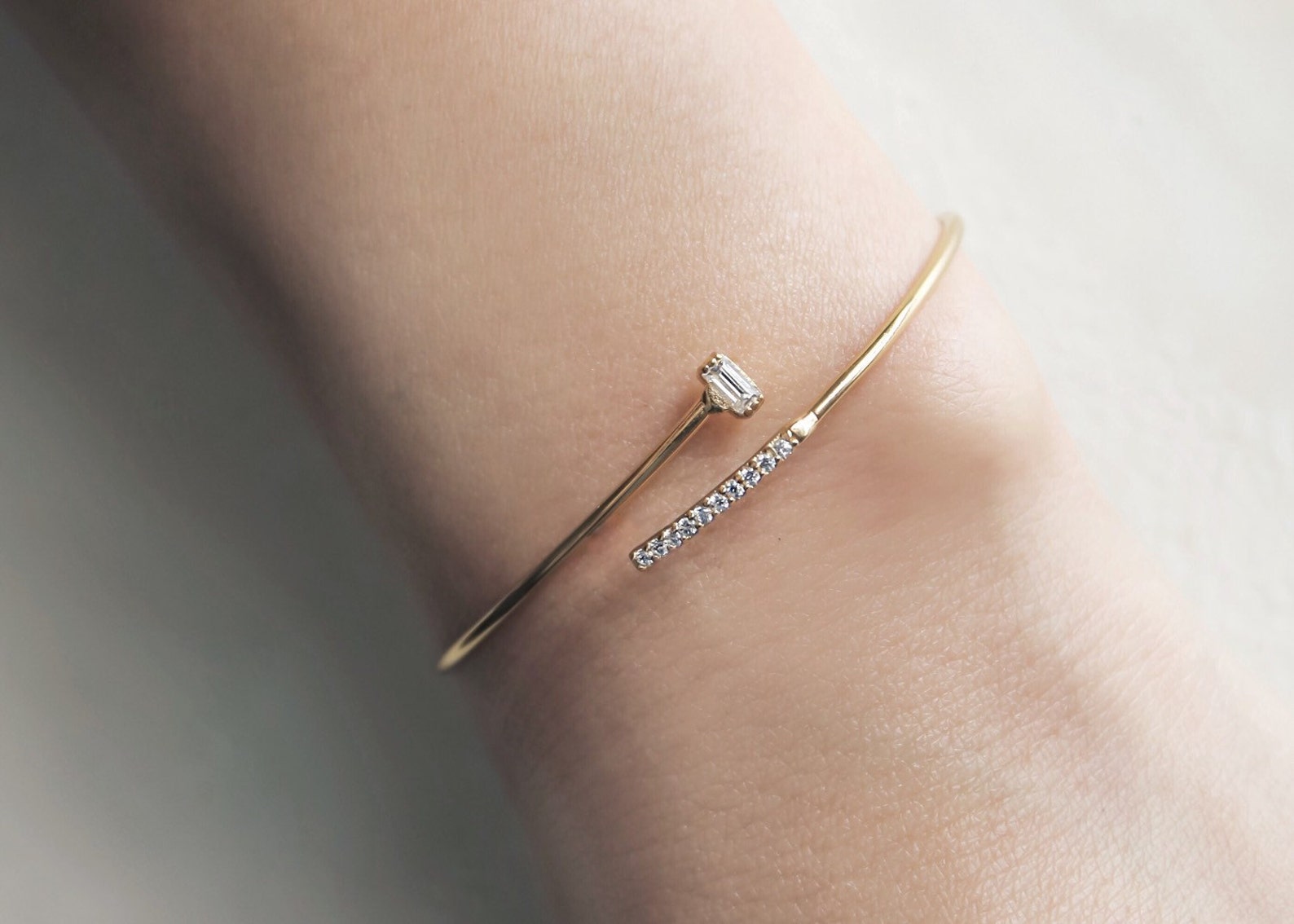 Diamond Bangle Cuff Bracelet - Etsy