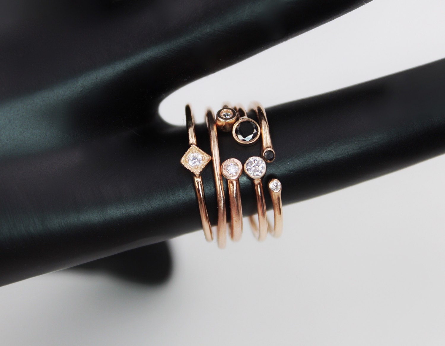 Delicate Kite Set Solitaire Diamond Stacking Ring - Etsy