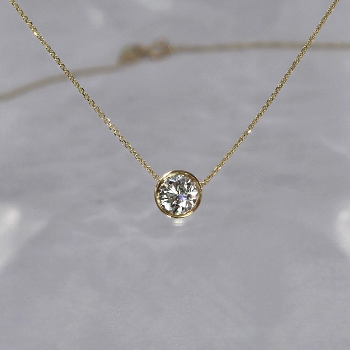 Half Carat Solitaire Diamond Necklace - Etsy