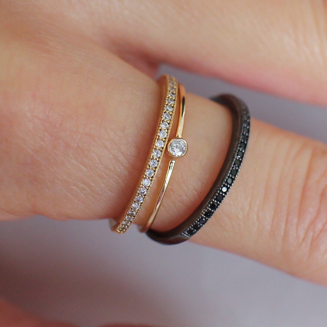 The Dainty Solitaire Diamond Stacking Ring - Etsy