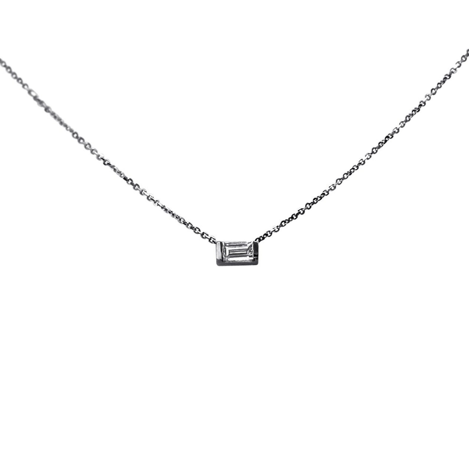 Delicate Diamond Baguette Necklace - Etsy Canada
