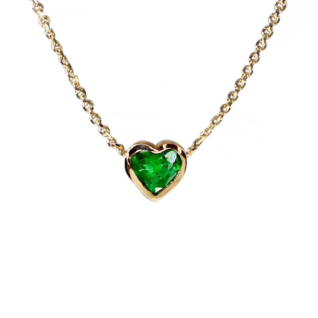 Green Emerald Heart Necklace - Etsy