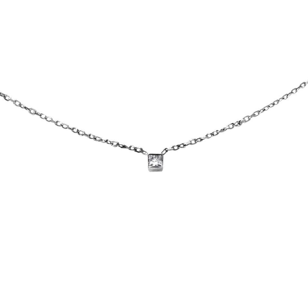Sterling Silver Princess Cut Diamond Necklace - Etsy