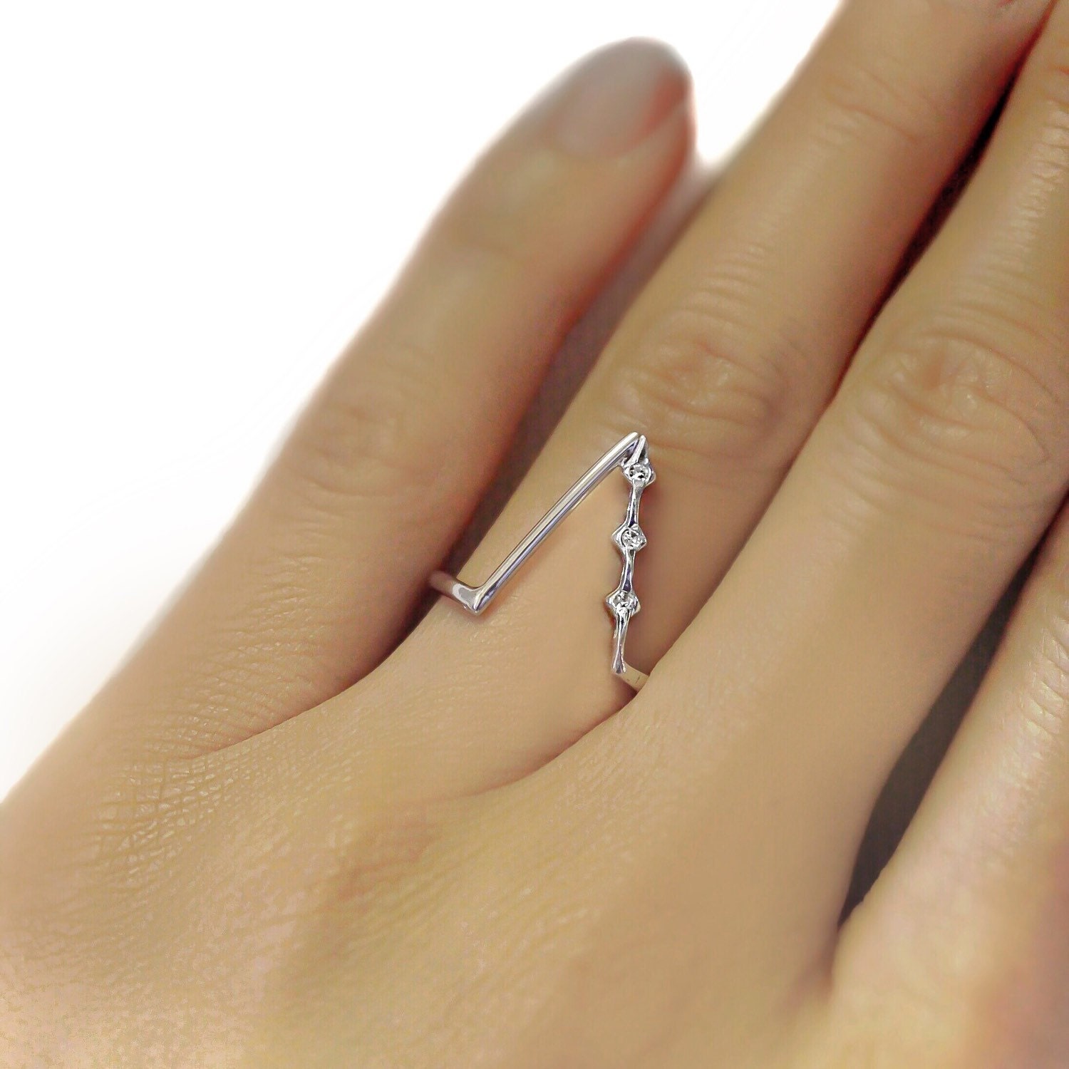 Diamond Bar V Ring - Etsy
