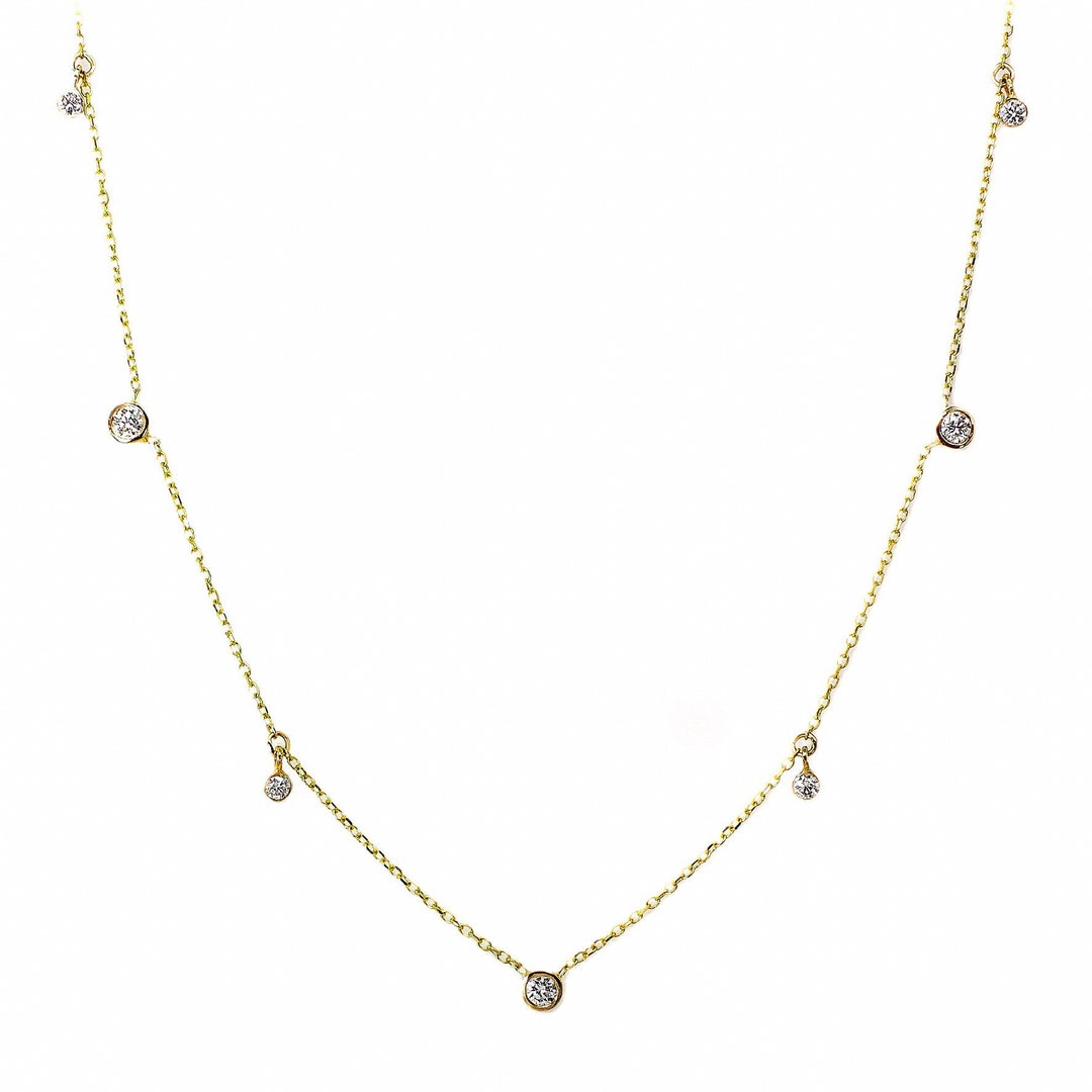 14k Gold Dangle Diamond Station Necklace | Layering | Best Every Day ...
