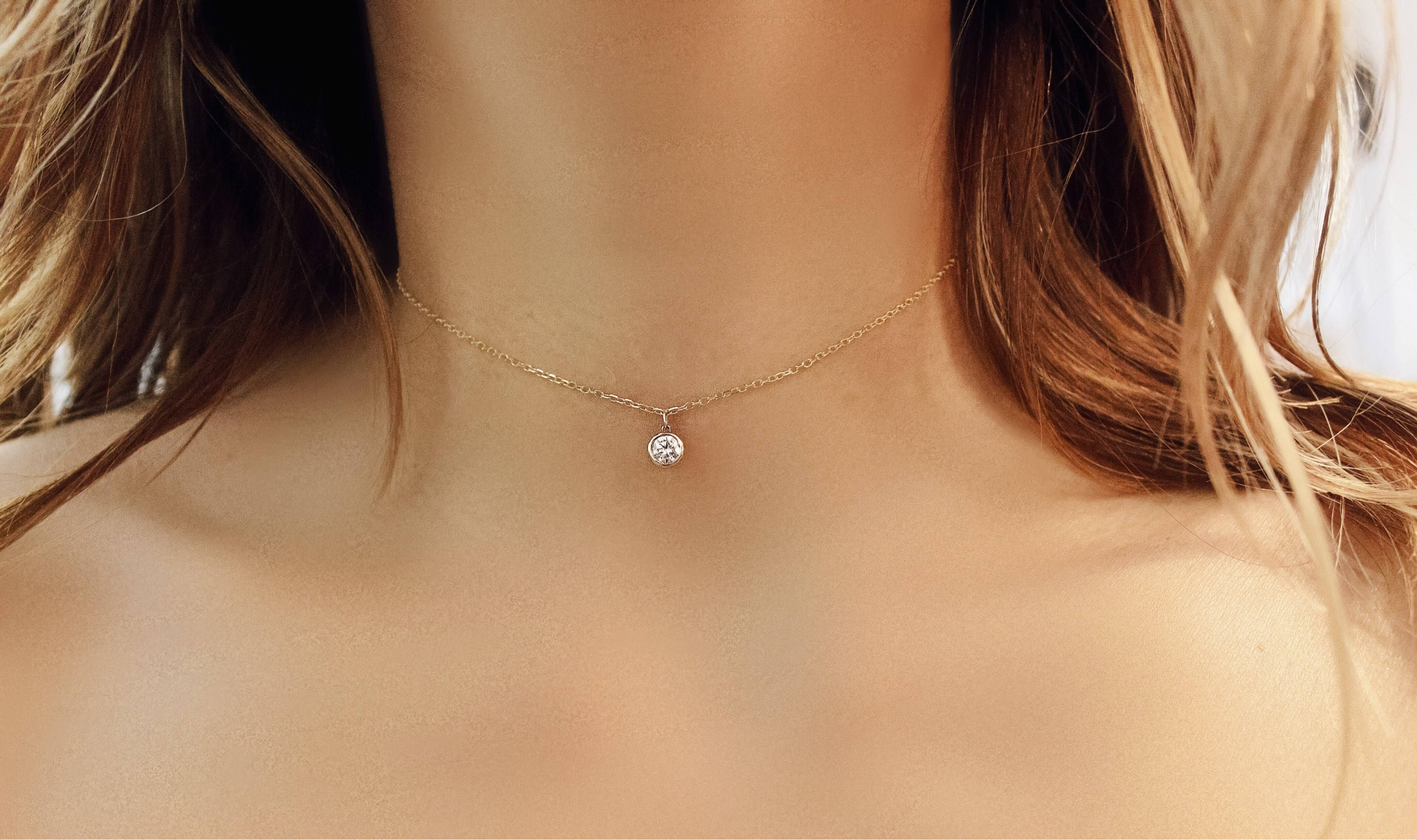 Solitaire Diamond Necklace Choker - Etsy UK