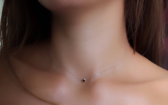 Black Diamond Necklace .15 Carat Solitaire Black Diamond Etsy