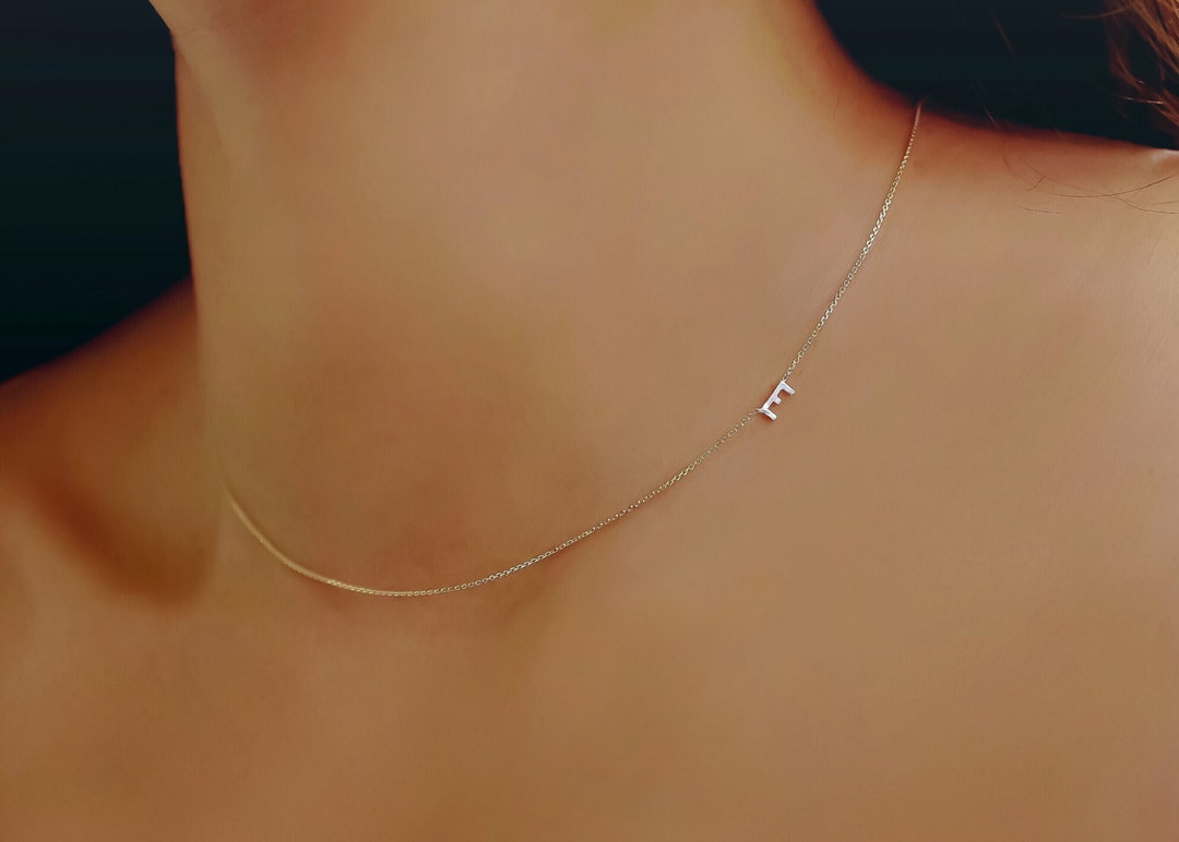 Delicate 14k Gold Initial Necklace - Etsy