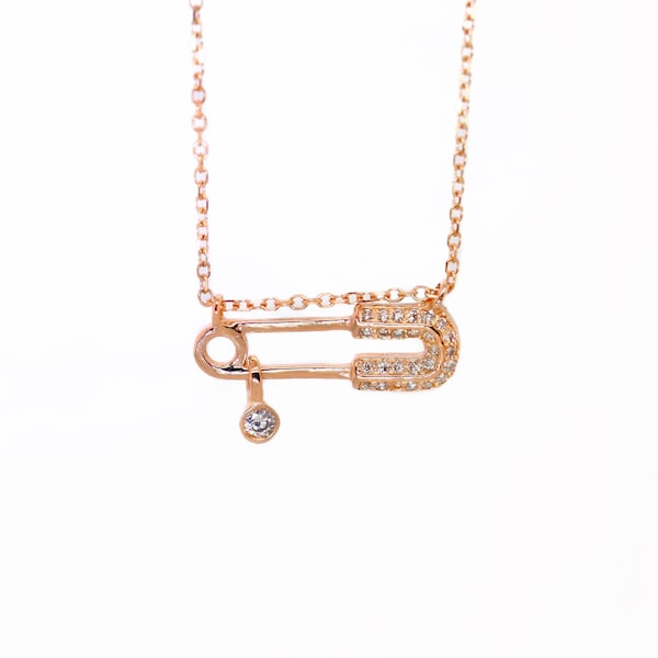 Diamond Safety Pin Necklace - Etsy